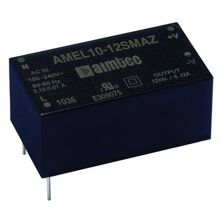 Aimtec AC/DC to DC Converter, 90-264V AC/130-370V DC to 15V DC, 10VA, 47 to 440 Hz, Plastic ...